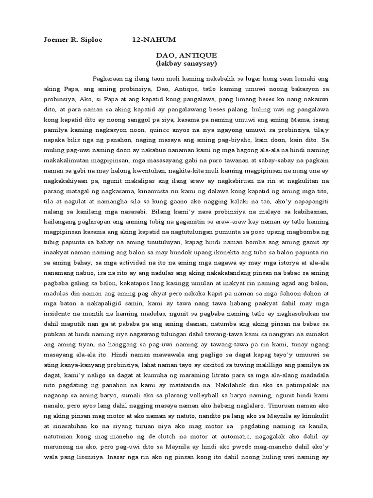 Lakbay Sanaysay | PDF