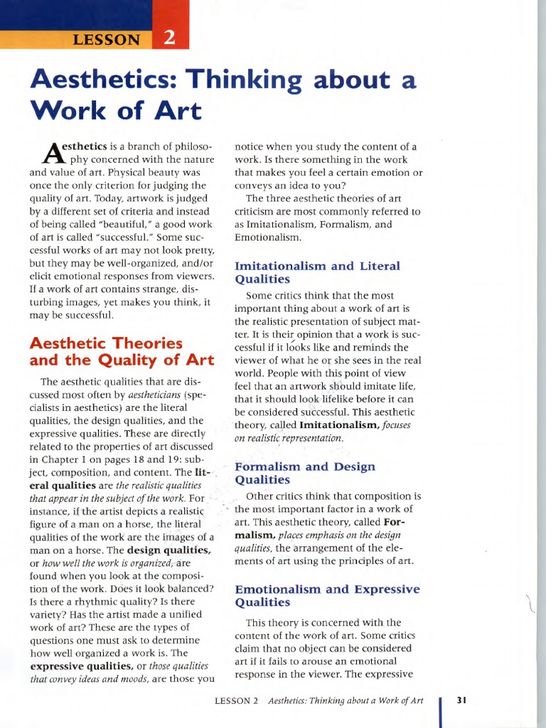 Aesthetic Theories in Art Criticism | PDF