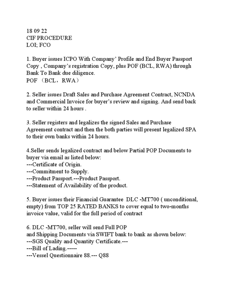 Cif Procedure 18 09 22 | PDF
