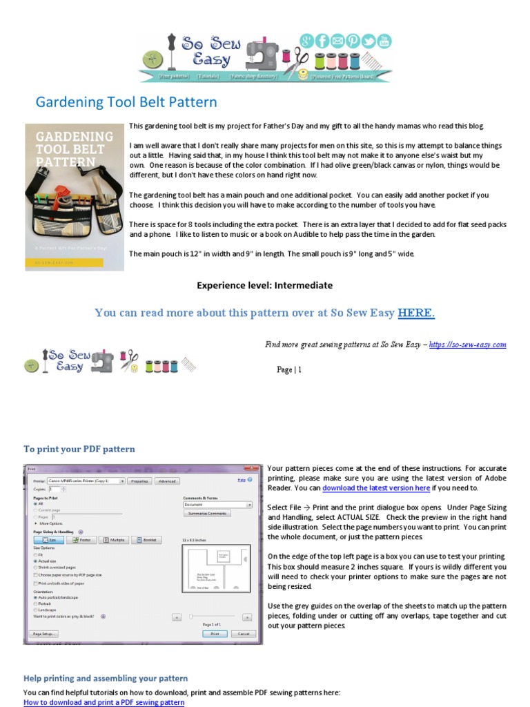 Gardening Tool Belt Payhip | PDF | Sewing