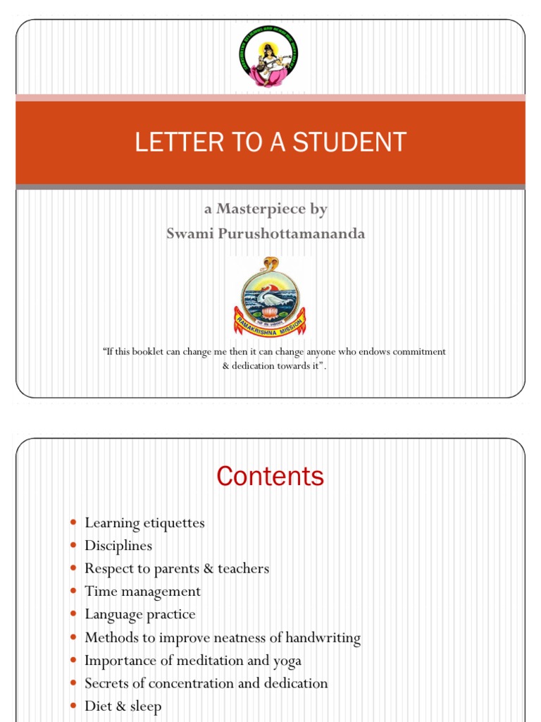 Letter To A Student | PDF | Prayer | Meditation