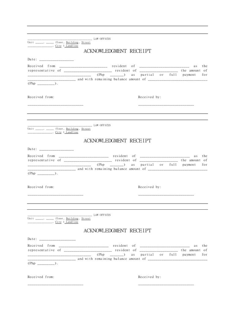 Acknowledgment Receipt Sample | PDF