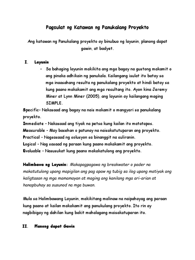 Pagsulat NG Katawan NG Panukalang Proyekto | PDF