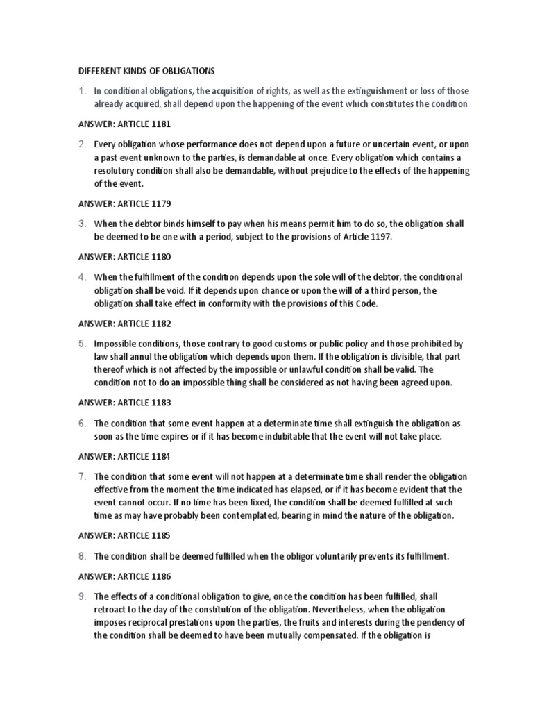 Types of Conditional Obligations Explained | PDF | Government | Justice