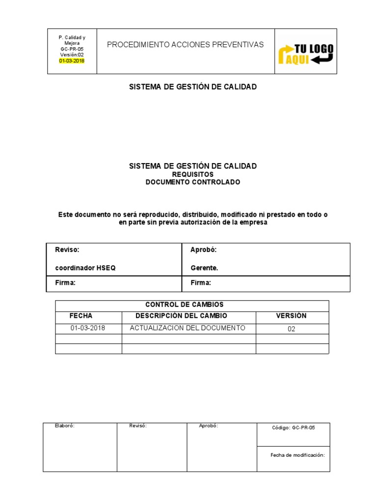 GC-PR-05. Procedimiento Acciones Preventivas Hseq | PDF | Auditoría | Business