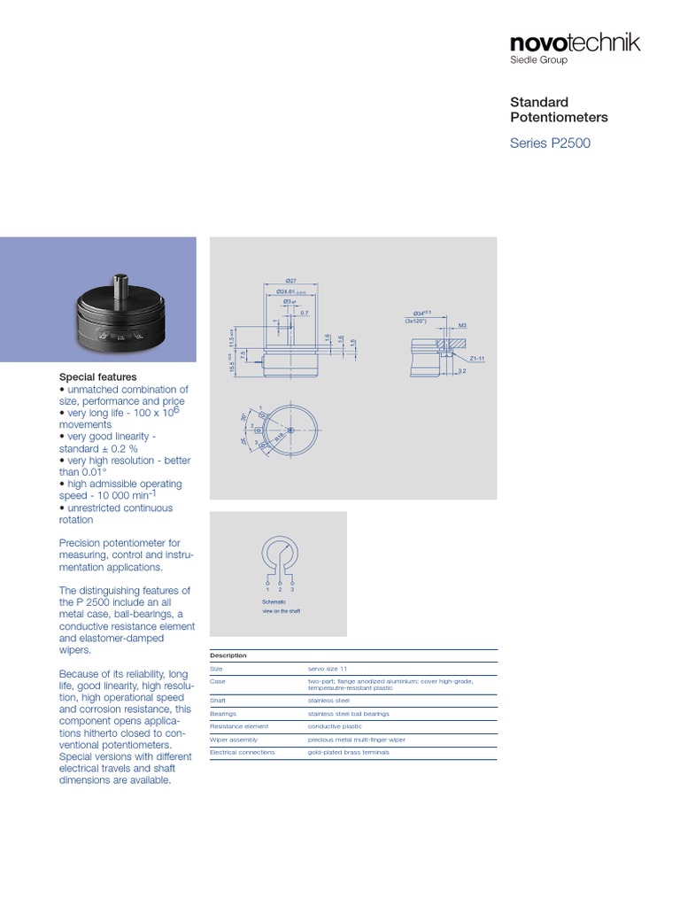 Series P2500: Standard Potentiometers | Descargar gratis PDF ...
