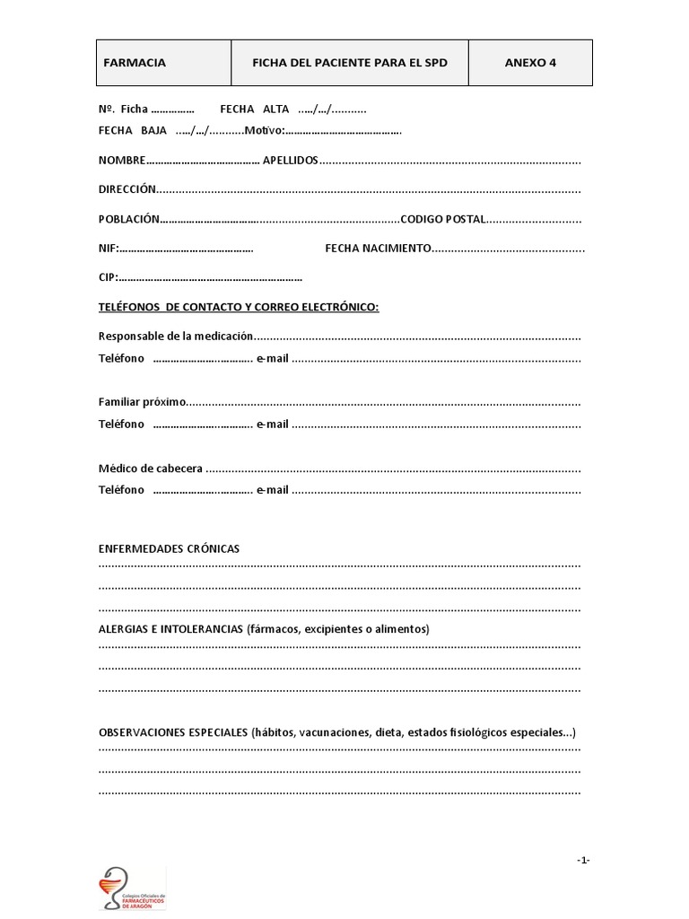 Anexo 4 .Ficha de Paciente | PDF | Farmacia | Medicamentos con receta
