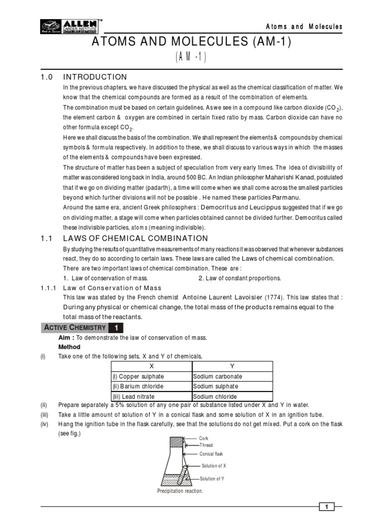 Atoms & Molecules-1 | PDF | Ion | Chemical Compounds