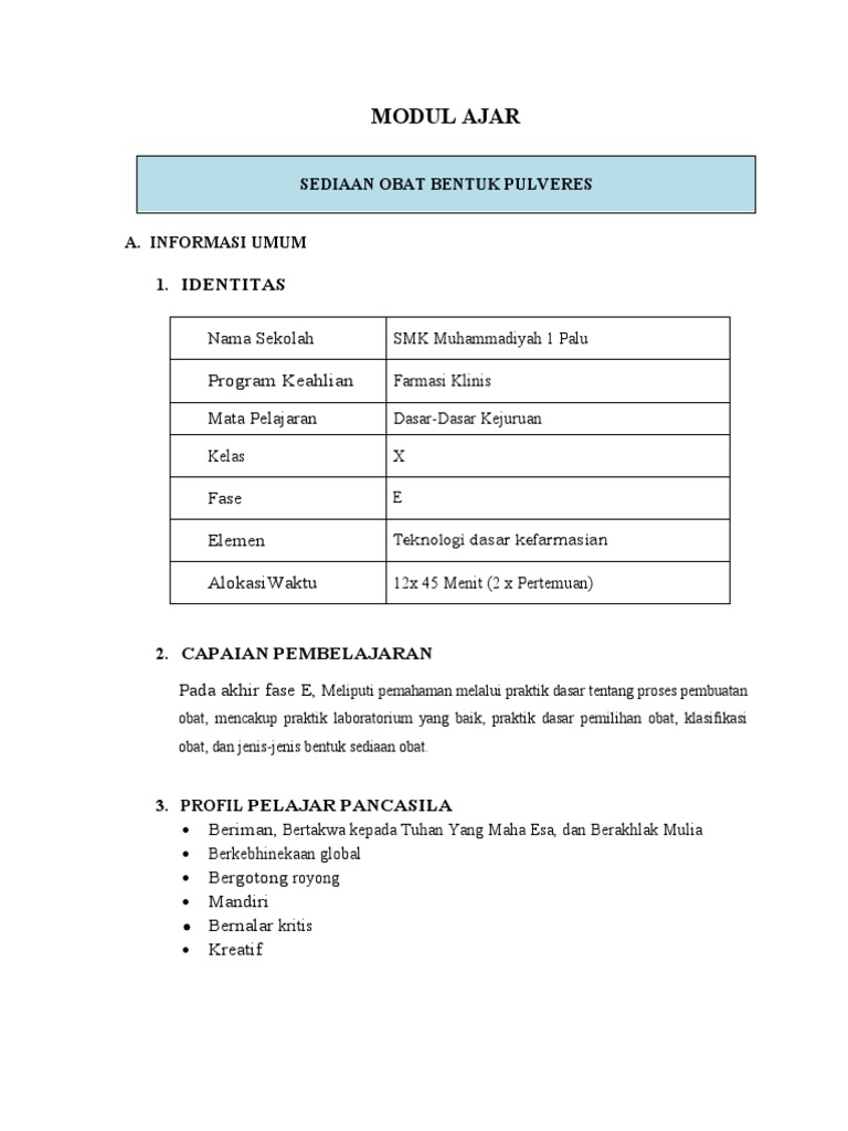 MODUL AJAR Pulveres | PDF