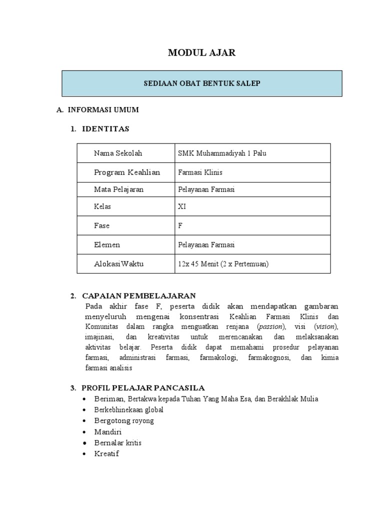 MODUL AJAR Pelayanan Farmasi | PDF | Komputer