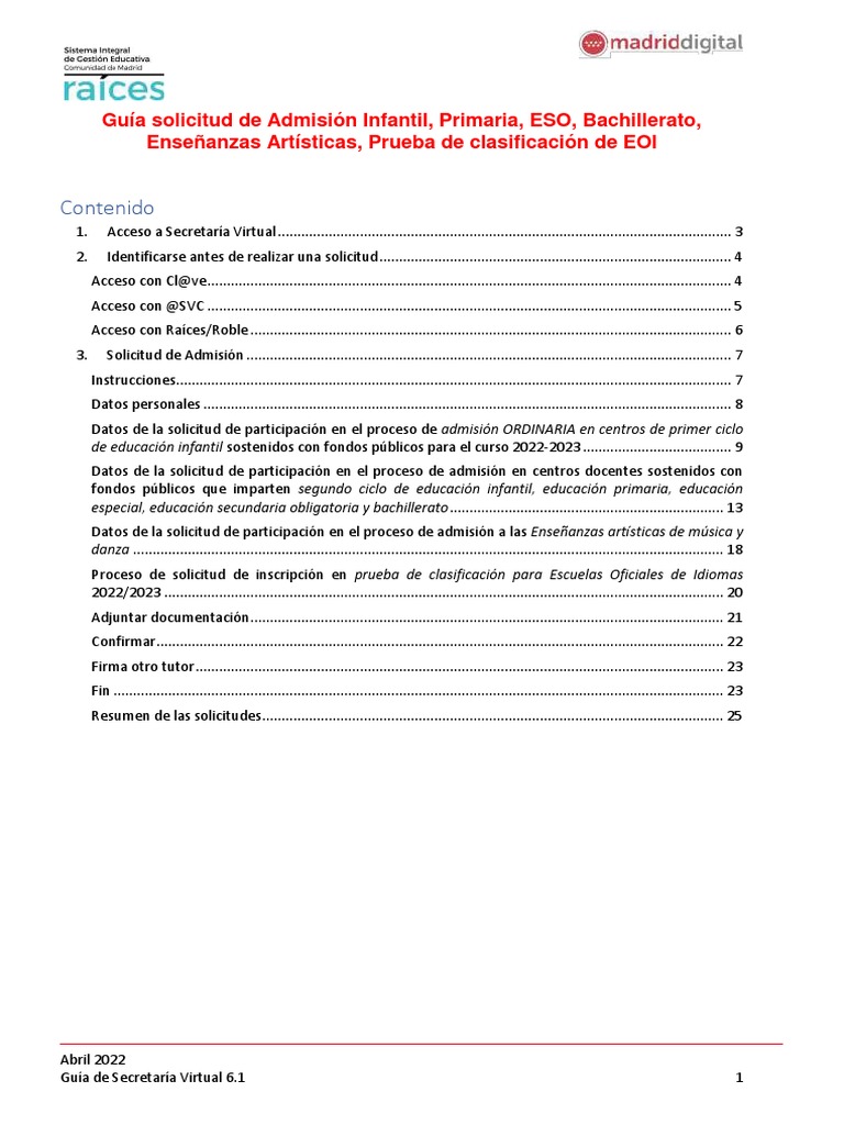 Guia Secretaria Virtual v6.1 (Infantil, Primaria, ESO, Bach, Artísticas, Prueba Acceso EOI ...