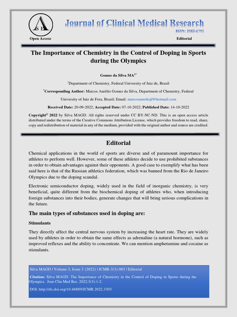 The Importance of Chemistry in The Control of Doping in Sports During ...