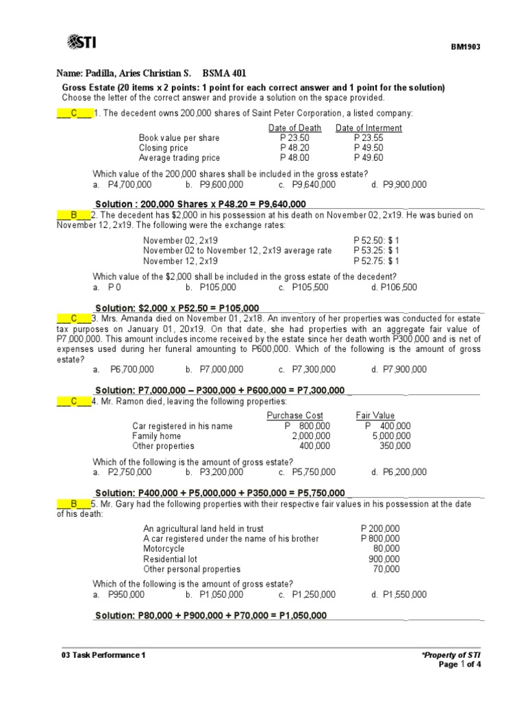03 - Task - Performance - 1 (15) Business Taxation | PDF | Stocks ...