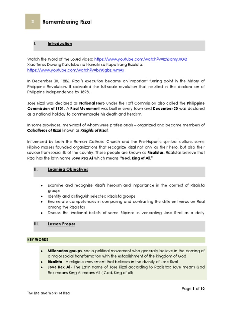 Module-3-Remembering Rizal | PDF | Philippines