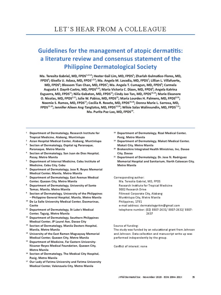 IV - Guidelines For The Management of AD Consensus Statement of PDS ...