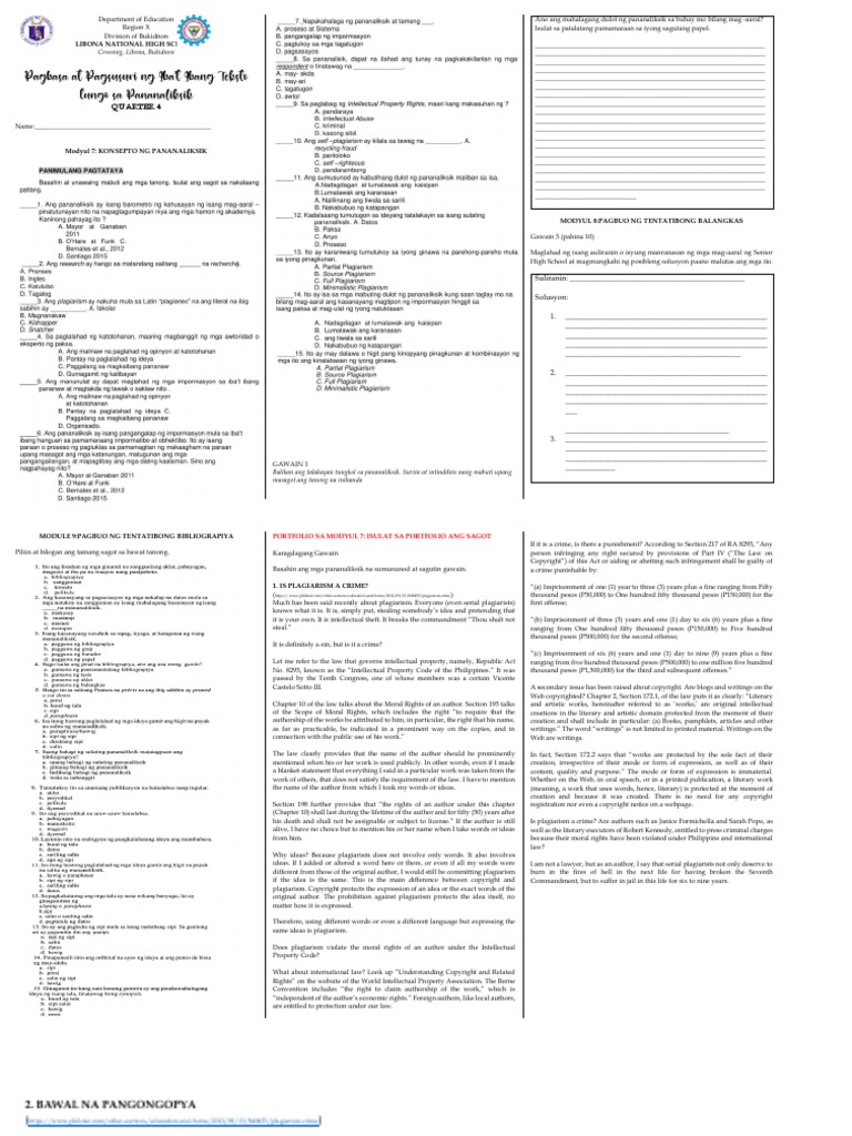 Activity-Sheet-Pagbasa-at-Pagsusuri-Q4-All-in | PDF | Plagiarism ...
