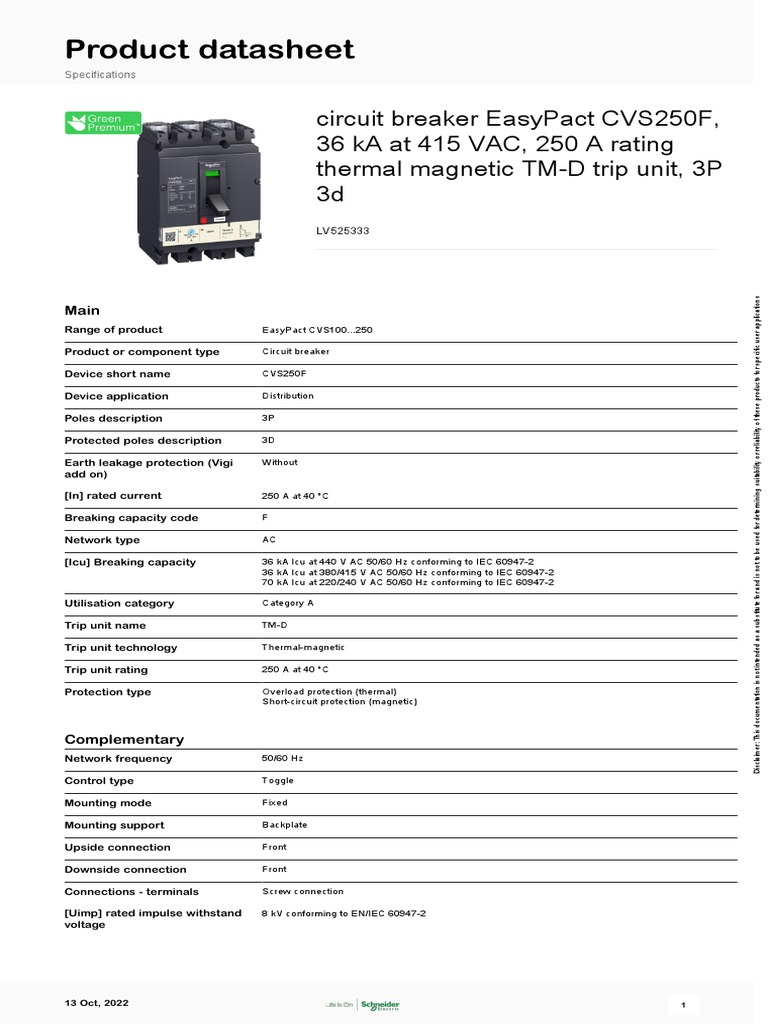 EasyPact CVS - LV525333 | PDF | Alternating Current | Electricity