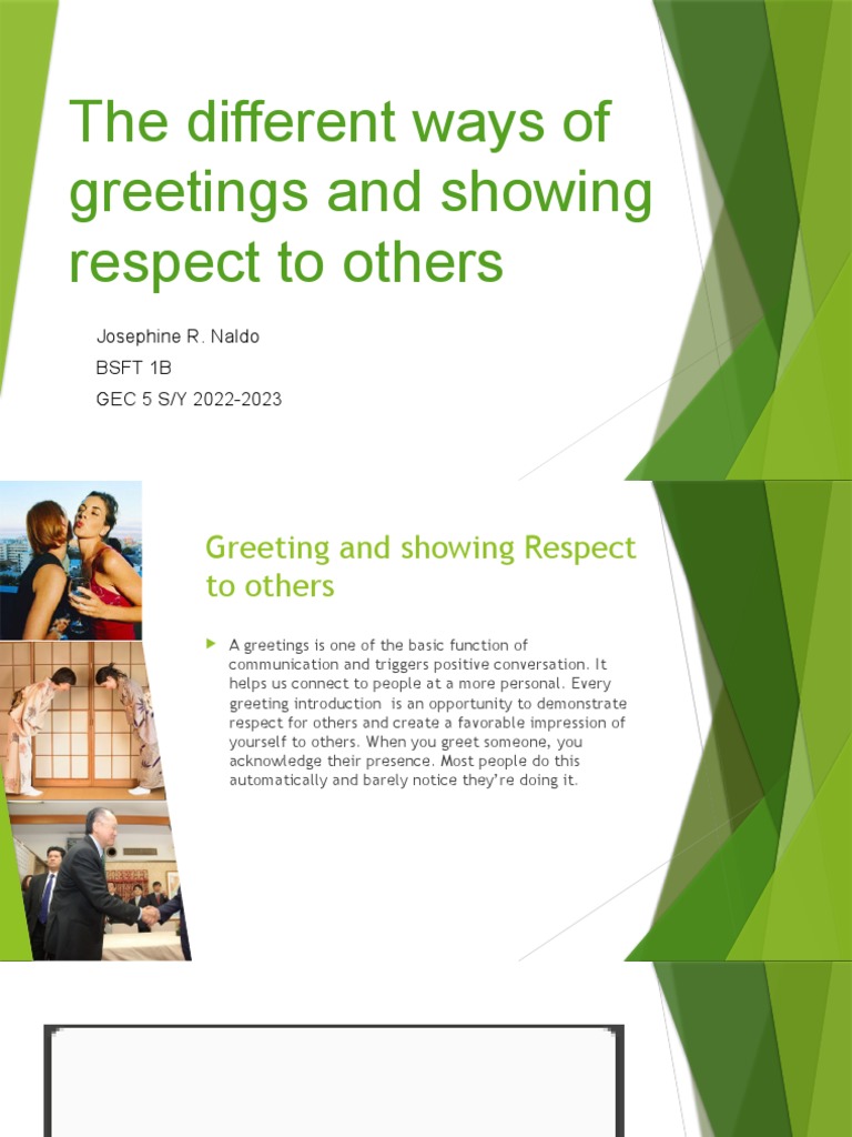 The Different Ways of Greetings and Showing Respect | PDF | Cultural ...