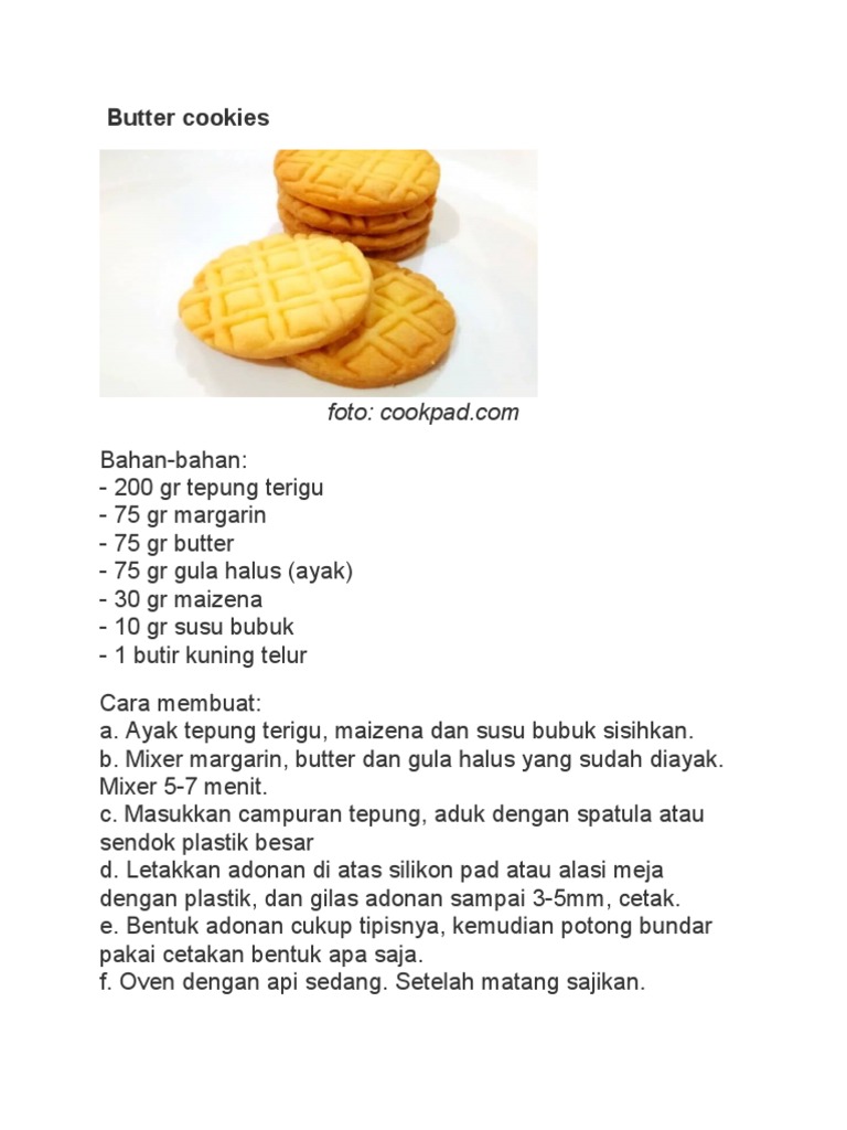 Resep Butter Cookies dan Variasinya | PDF