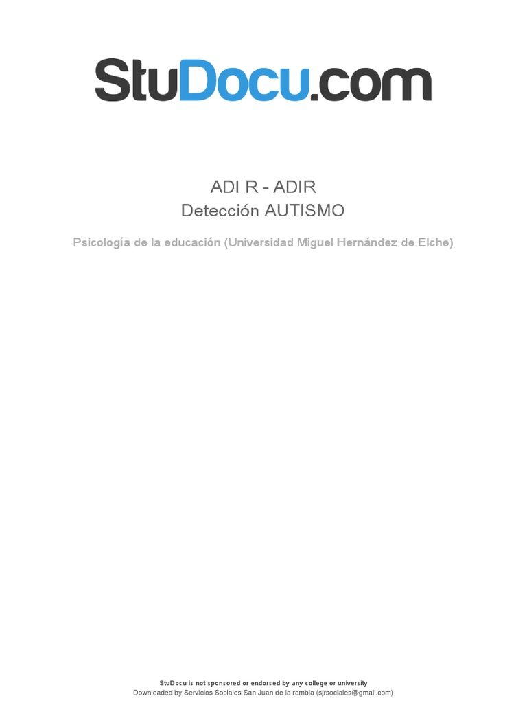Adi R Adir Deteccion Autismo | PDF