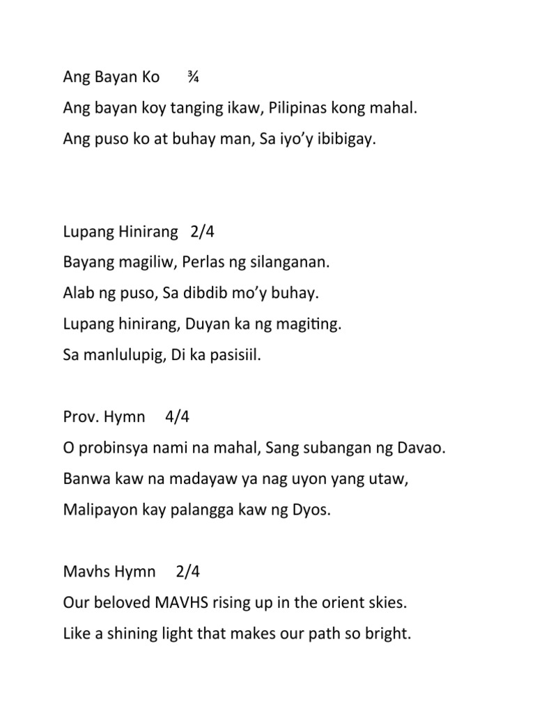 Ang Bayan Ko (Lyrics) | PDF
