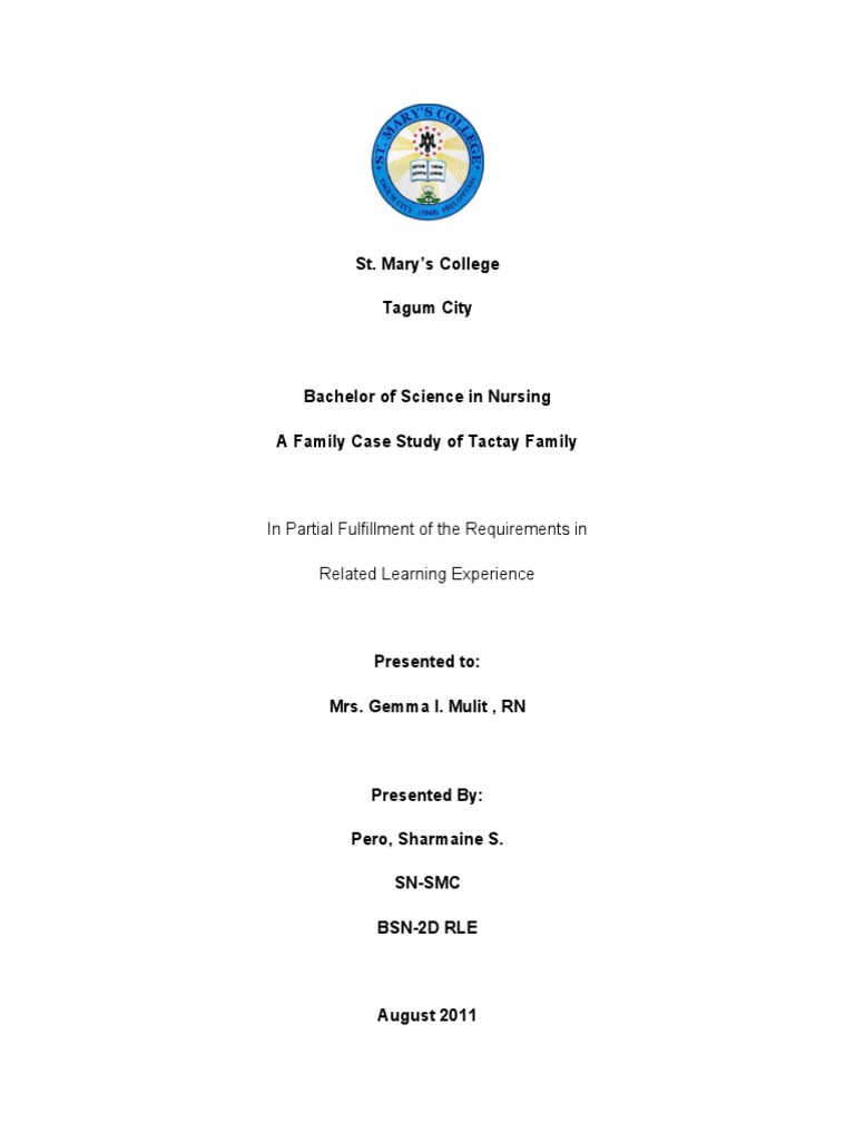 Assessing the Health Needs of the Tactay Family: A Case Study on ...