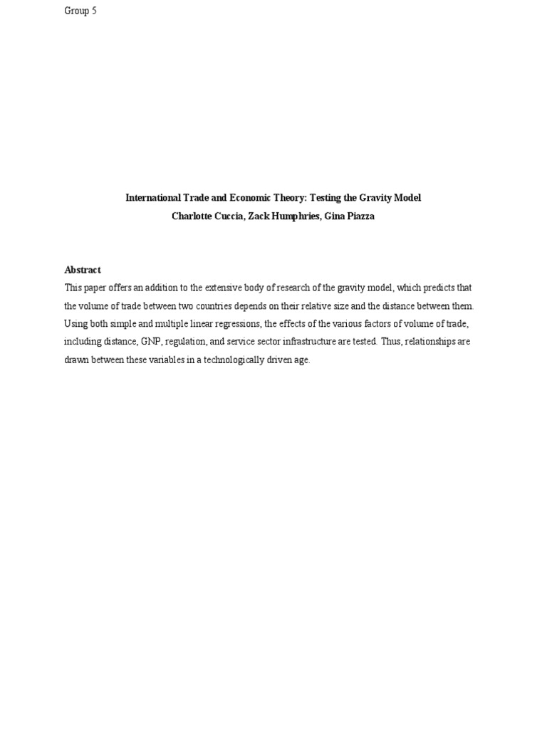 Gravity Model Final | PDF | P Value | Regression Analysis