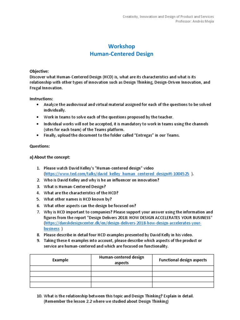 Workshop Human Centered Design 2022-2 | PDF