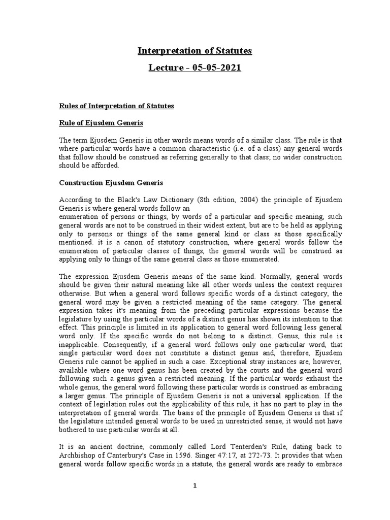 Interpretation of Statues-L-13 | PDF | Statutory Interpretation ...