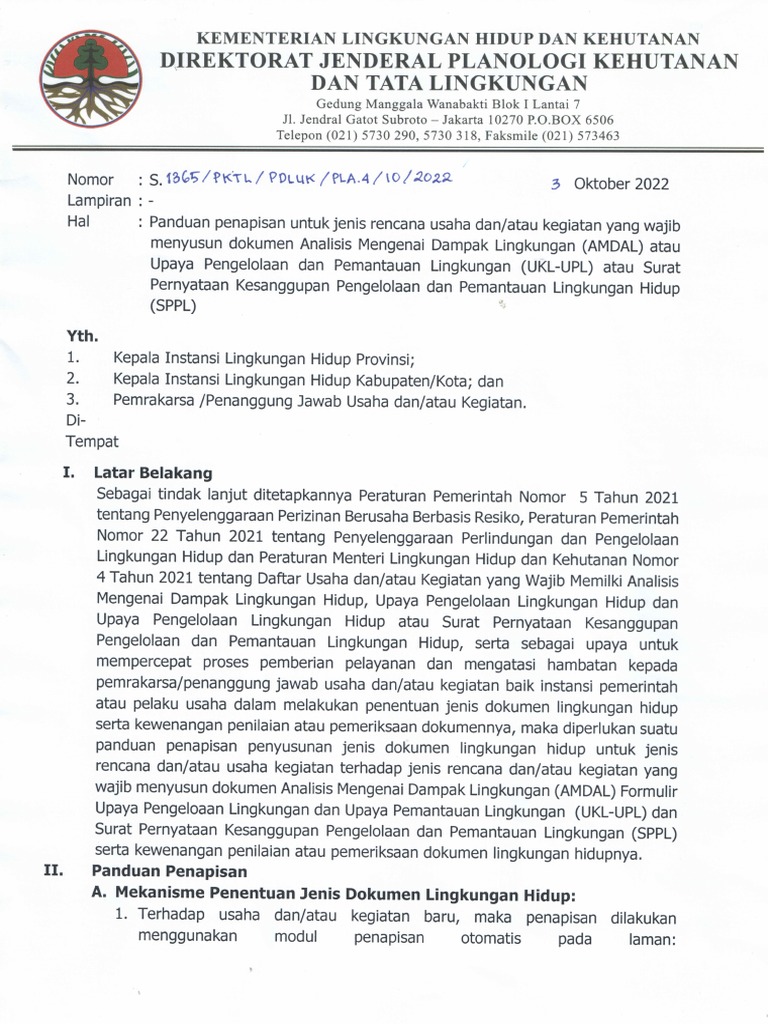 Panduan Penapisan Untuk Jenis Usaha Dan/atau Kegiatan Yang Wajib ...