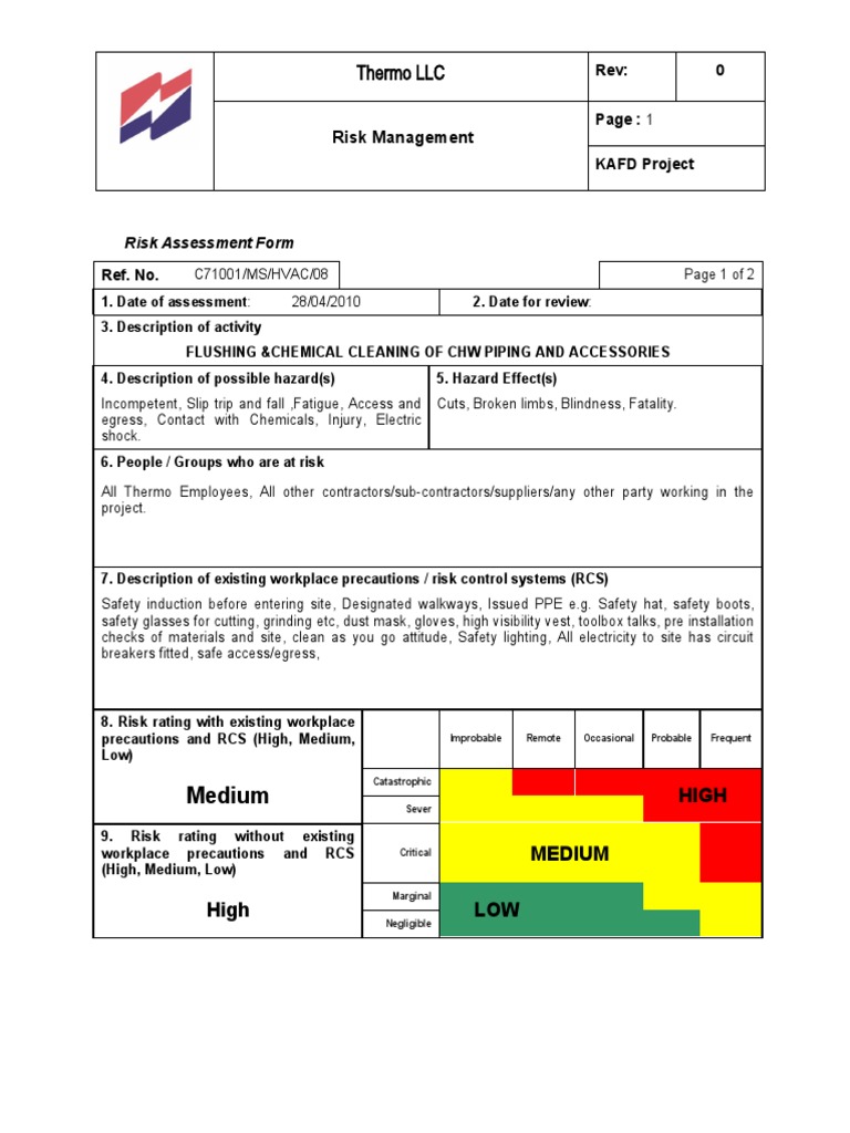 8 Flushing and Chemical Cleaning MS-AC-08 | PDF | Risk | Occupational ...