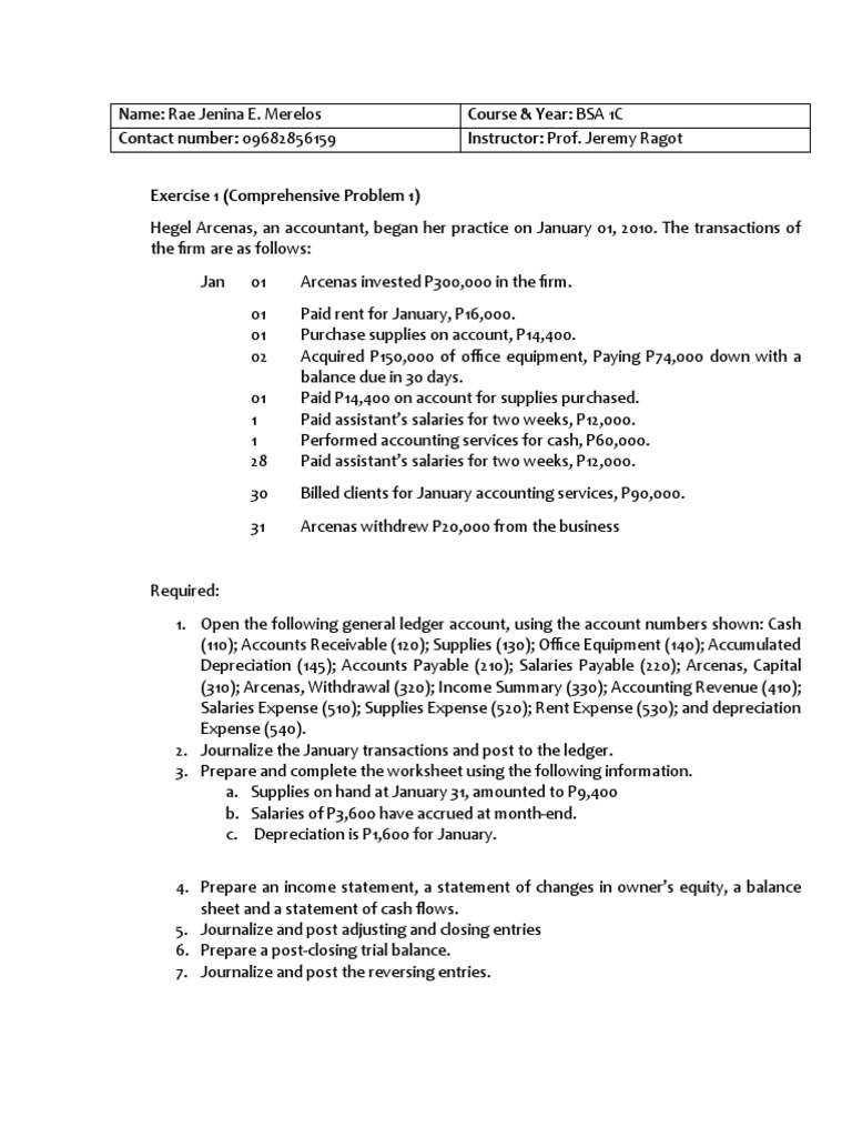 MERELOS Accounting-Cycle FAR | PDF | Debits And Credits | Expense