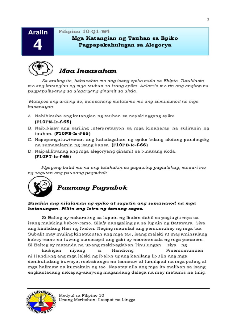 Filipino 10 Q1 Week 4 | PDF