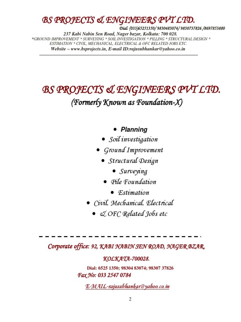 BS COMPANY PROFILE | PDF | Kolkata | Geotechnical Engineering