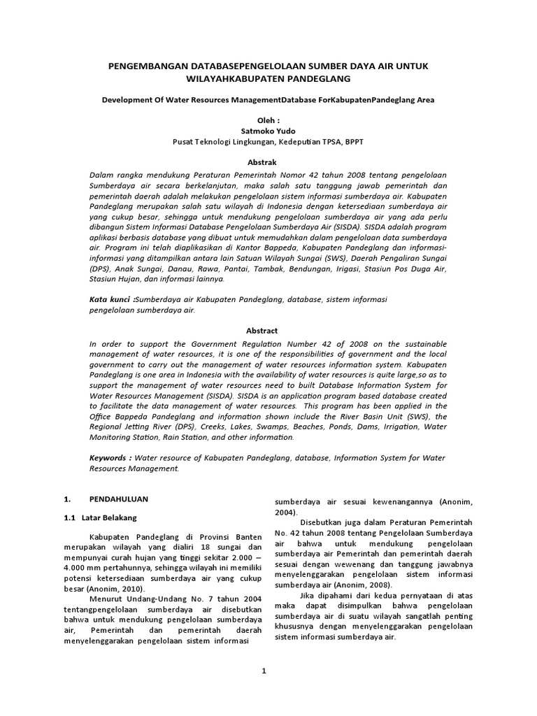 Pengembangan Database Pengelolaan Sumber Ee5642ef | PDF | Sains ...