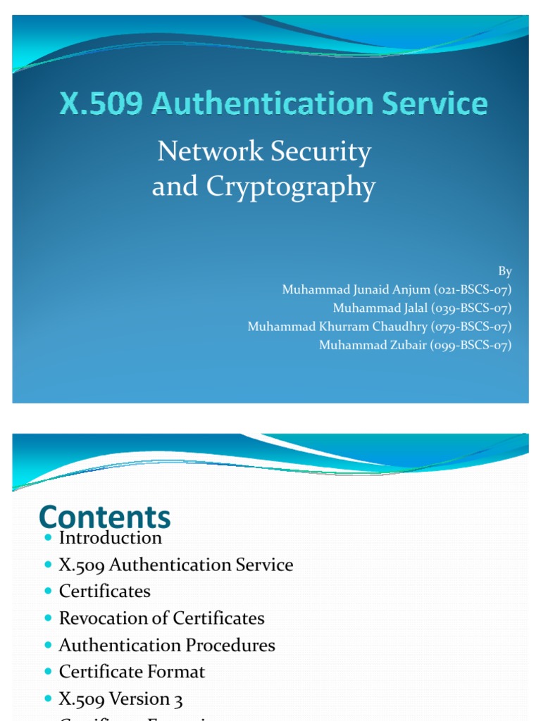 X.509 Authentication Service Overview | PDF | Public Key Certificate ...