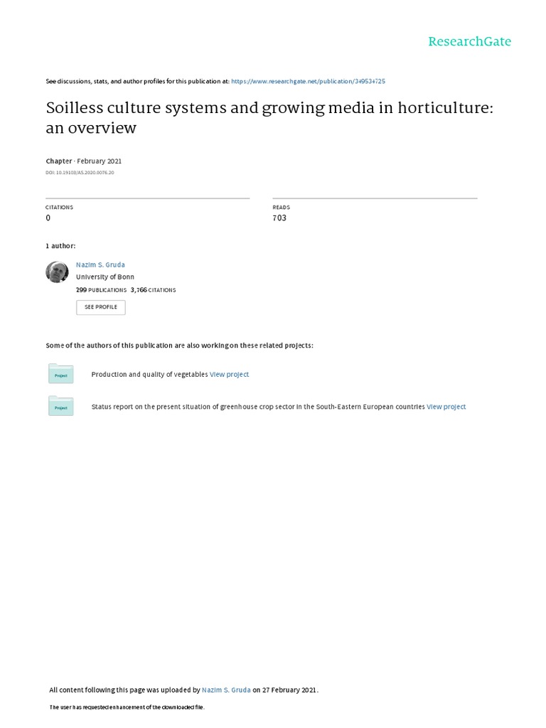 Soilless Culture Systems and Growing Media in Horticulture: An Overview | PDF | Hydroponics ...