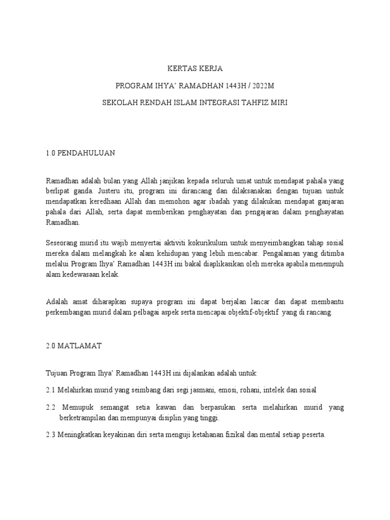 Kertas Kerja Ihya Ramadan 2022 | PDF | Karier & Perkembangan