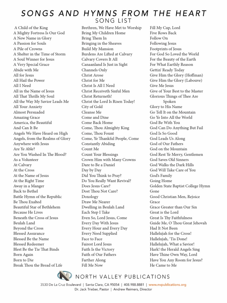 Songs and Hymns From The Heart Song Index | PDF