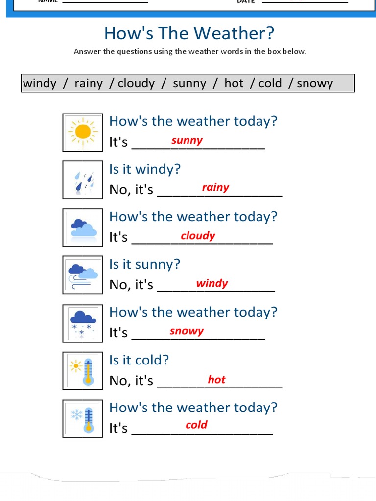 Weather Vocabulary Practice Worksheet | PDF