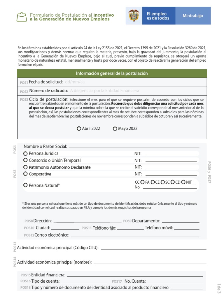 Postulación Incentivo Nuevos Empleos | PDF | Negocios | Finanzas y dinero