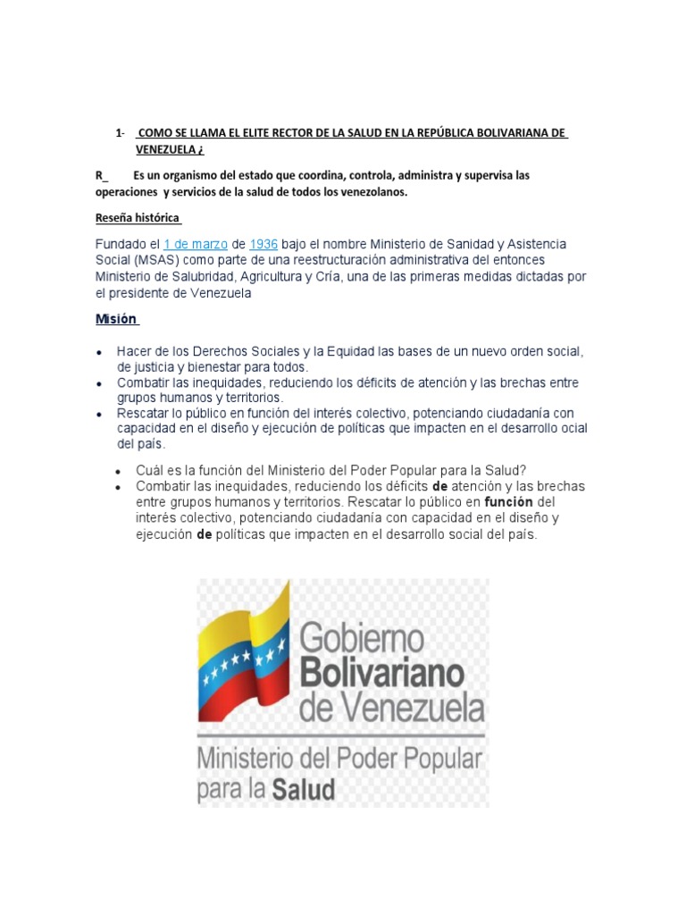 Ministerio de Salud | PDF | Venezuela | Ciencias de la Salud