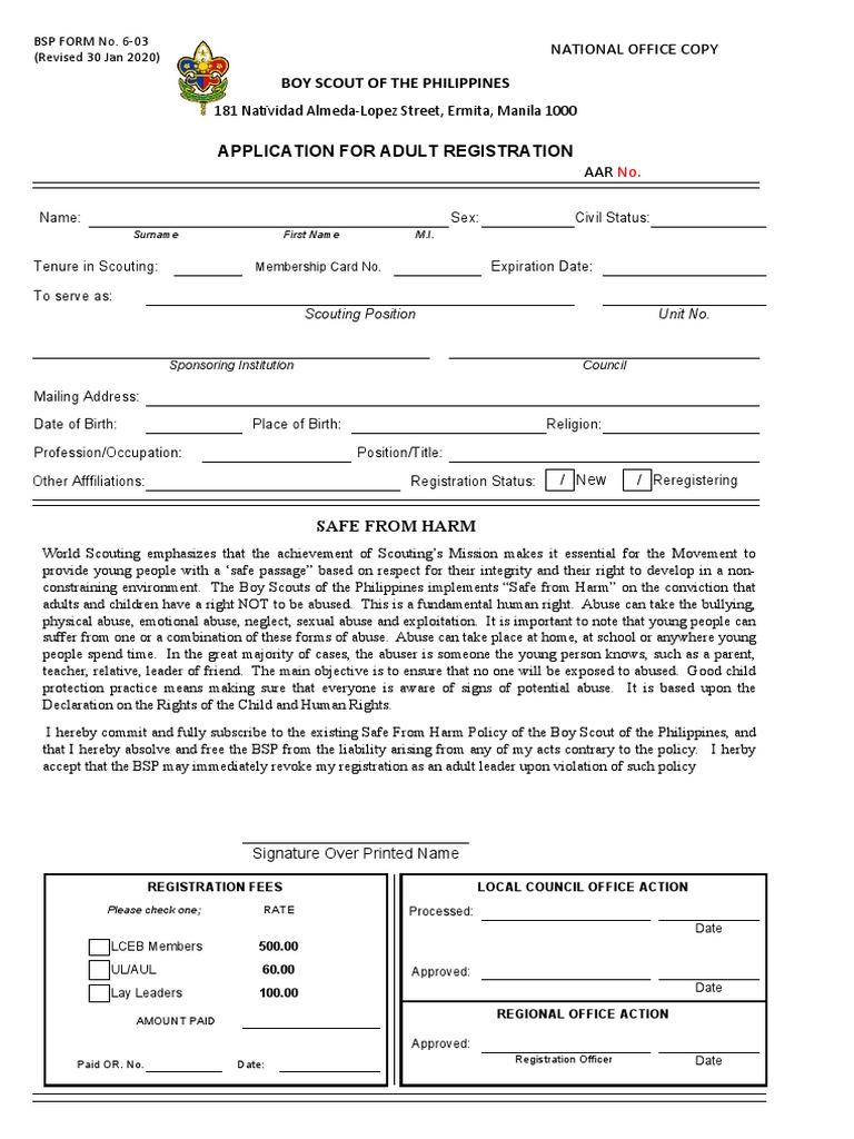 Aar Application For Adult Registration | PDF | Children's Rights | Bullying