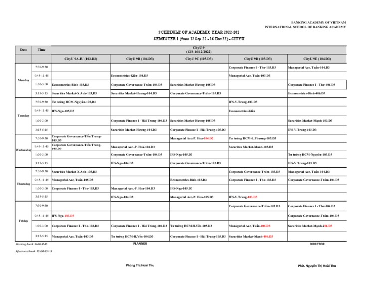 CityU 9 - Timetable - Sem 1 2022-2023 | PDF