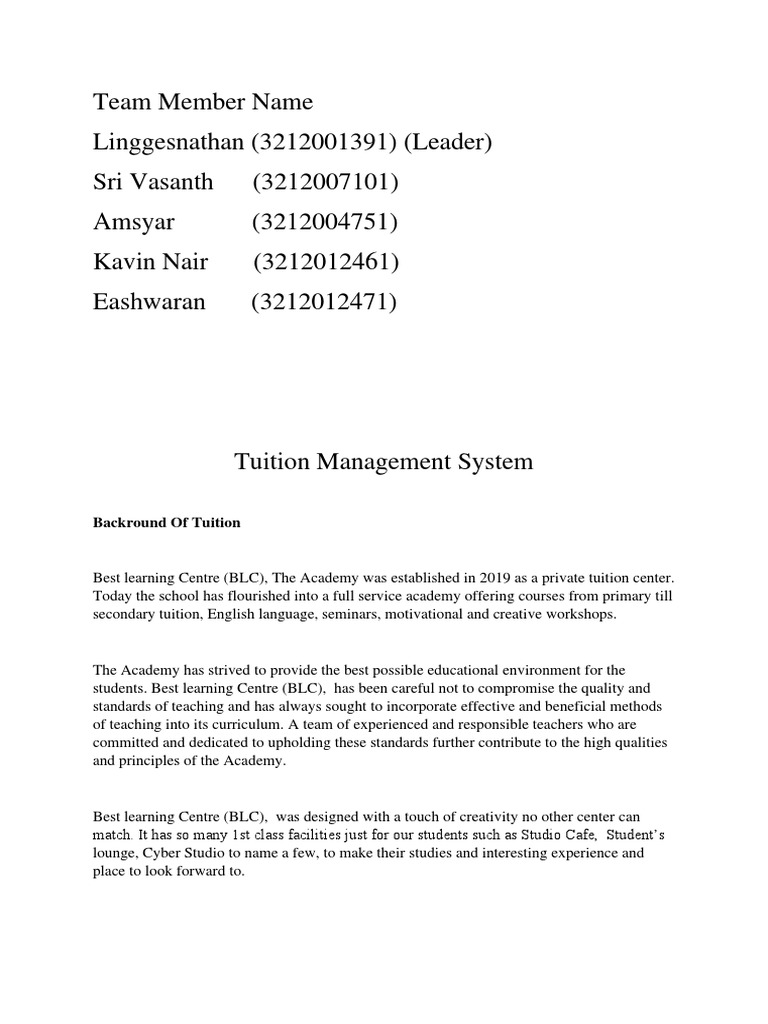 Tuition Management System | PDF | Tuition Payments | Teachers