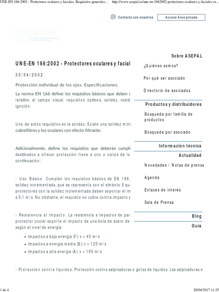 Normativa EN 166: Protección Ocular | PDF | Lentes | Química