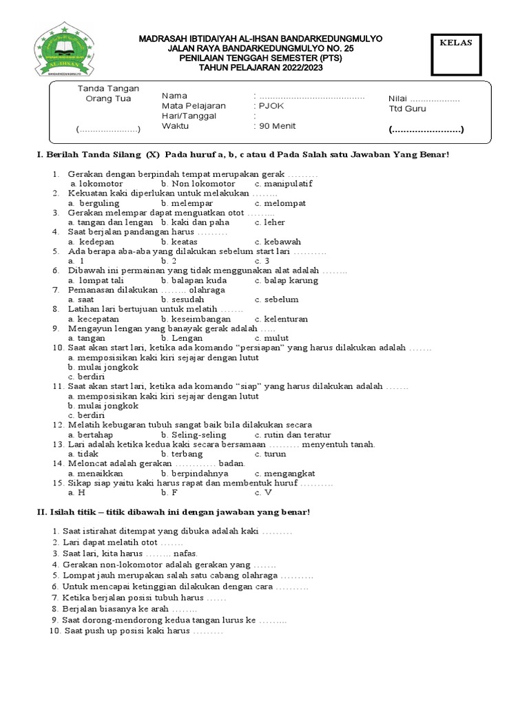 Soal PJOK Kls 2 | PDF