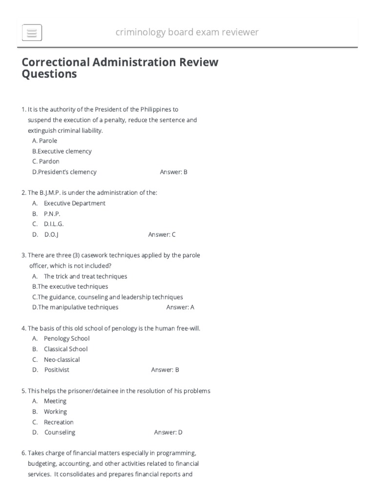Correctional Administration Exam Review | PDF | Prison | Pardon
