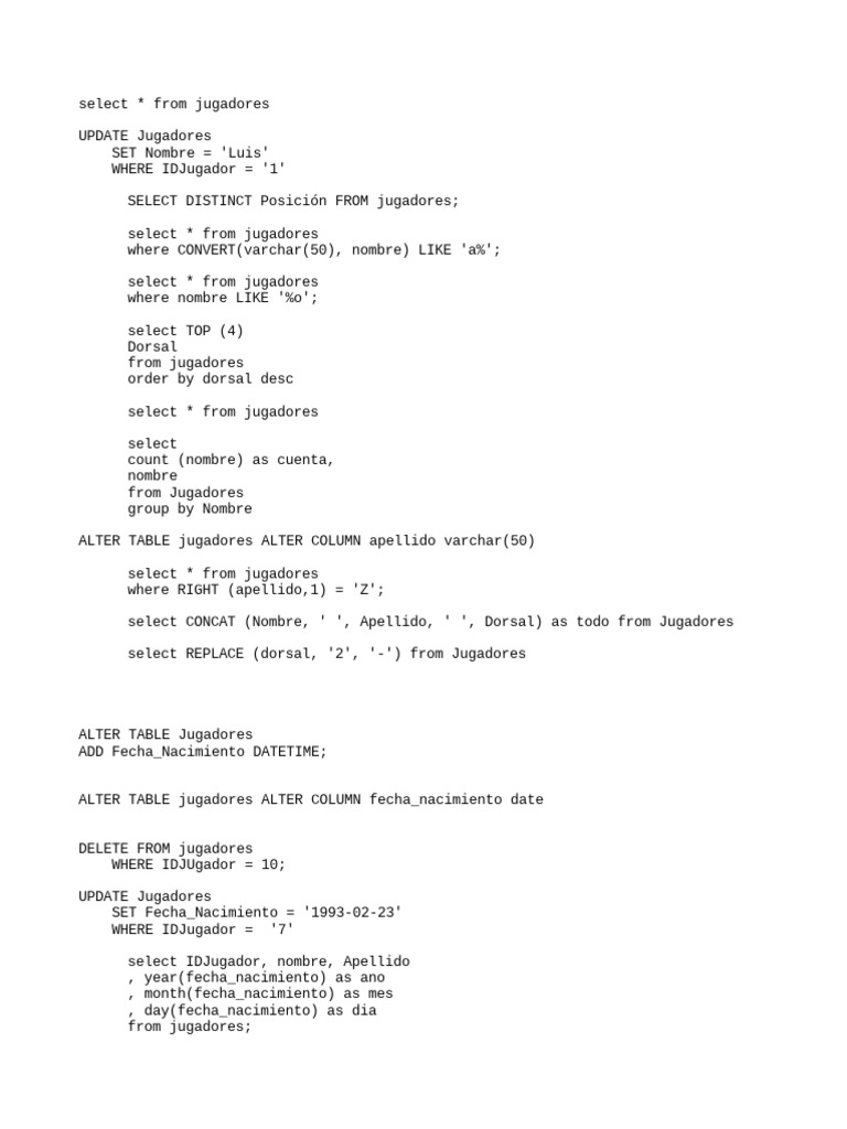 Query SQL | PDF | SQL | Ingeniería de software