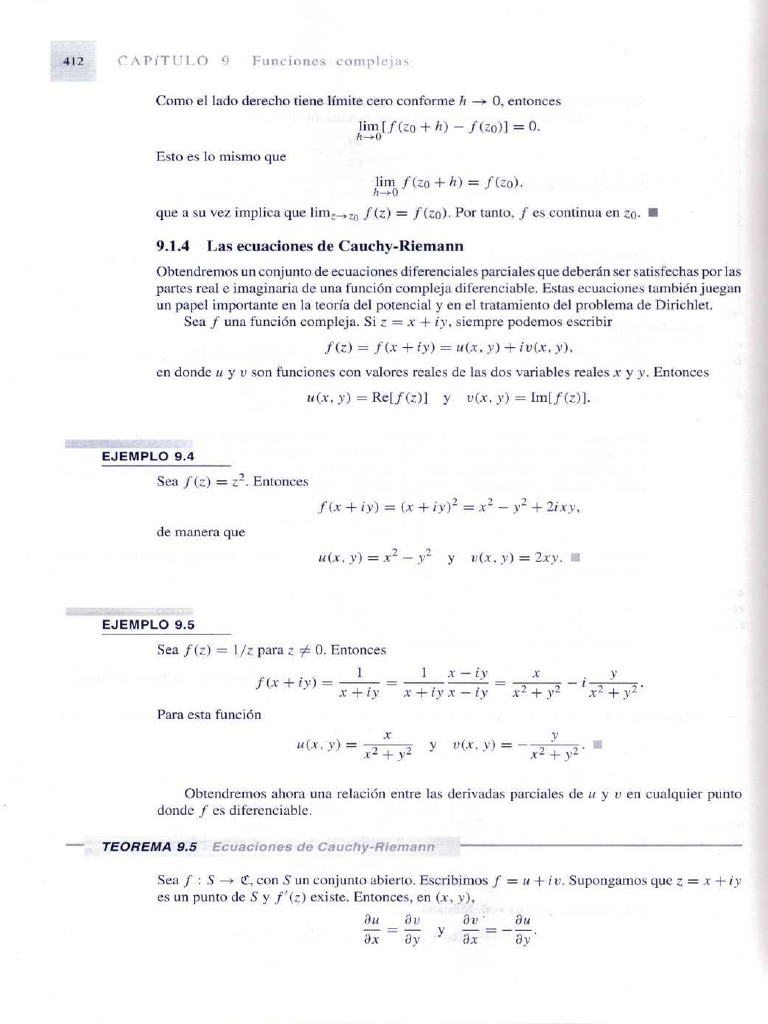 Funciones Complejas: Ecuaciones de Cauchy-Riemann | PDF | Derivado ...